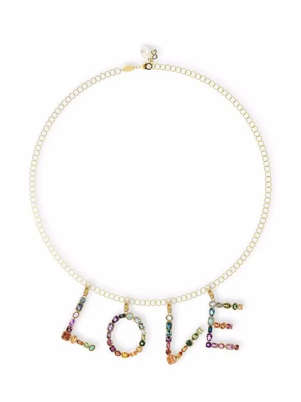 Dolce & Gabbana 18kt Yellow Gemstone D Letter Pendant