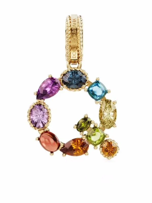 Dolce & Gabbana Rainbow Alphabet 18kt Yellow Multi-stone Pendant - Gold