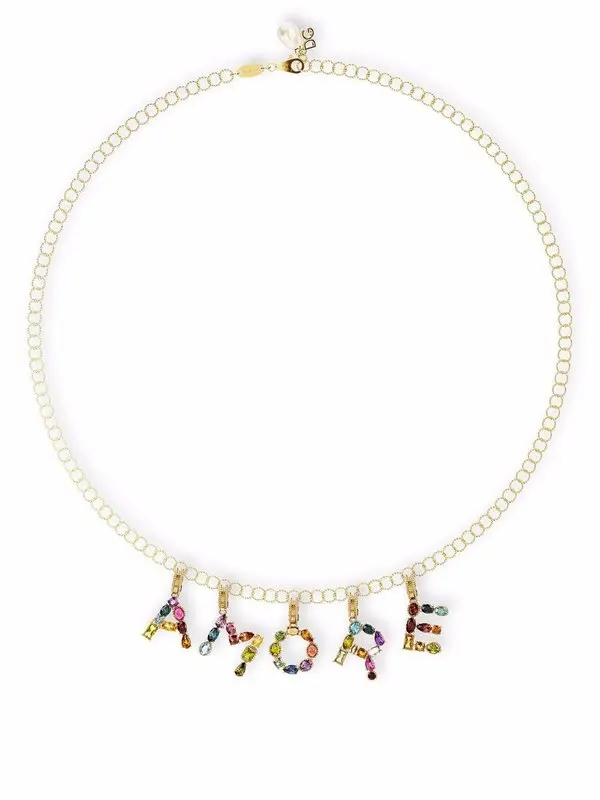 Dolce & Gabbana Rainbow Alphabet 18kt Yellow Multi-stone Pendant