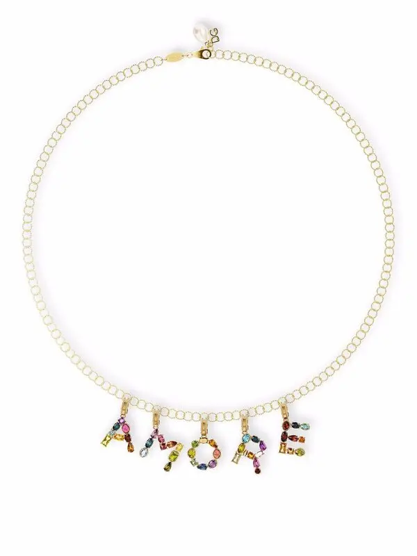 Dolce & Gabbana Rainbow Alphabet 18kt Yellow Multi-stone Pendant