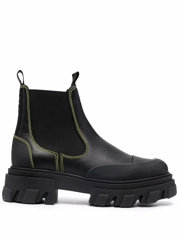 GANNI Leather Chelsea Boots - Black