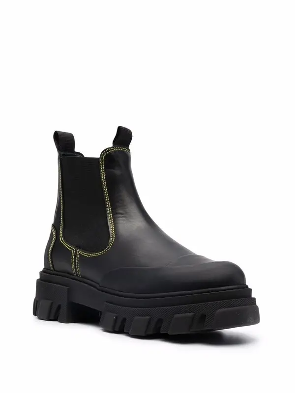GANNI Leather Chelsea Boots - Black