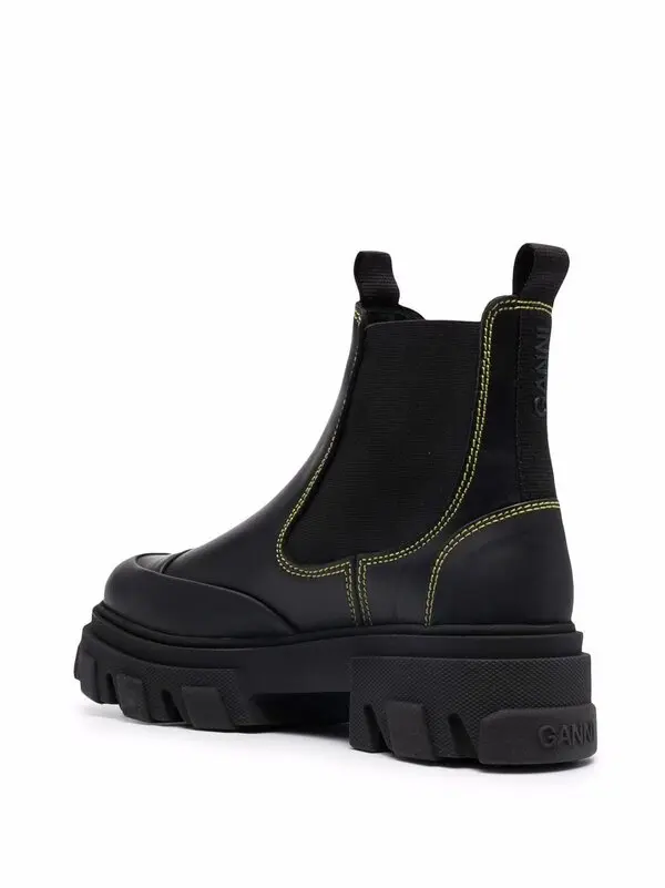 GANNI Leather Chelsea Boots - Black