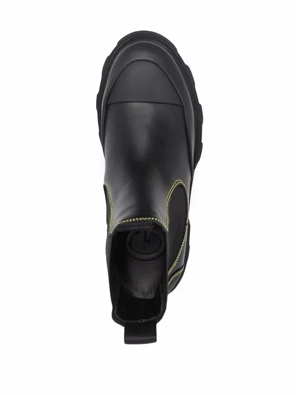 GANNI Leather Chelsea Boots - Black