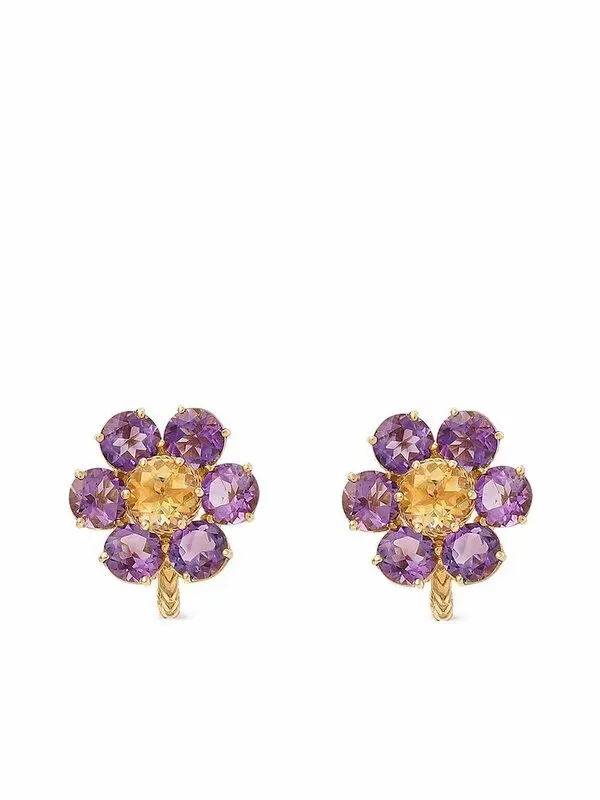 Dolce & Gabbana 18k Yellow Amethyst And Citrine Earrings - Gold