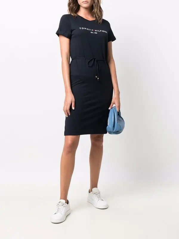 Tommy Hilfiger Logo-Embroidered T-Shirt Dress In Blue - 45% Off |  Editorialist