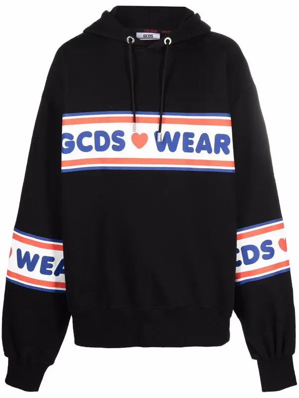 Gcds Logo-print Cotton Hoodie - Black