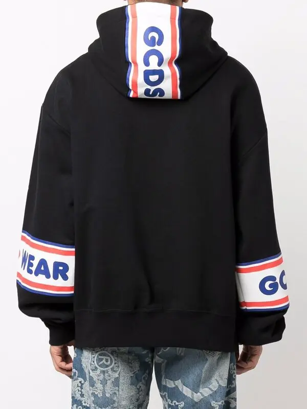 Gcds Logo-print Cotton Hoodie - Black