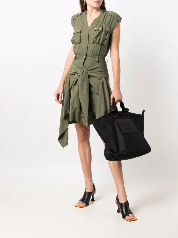 DIESEL® Military Lyocell Sleeveless V-neck Shirt Dress