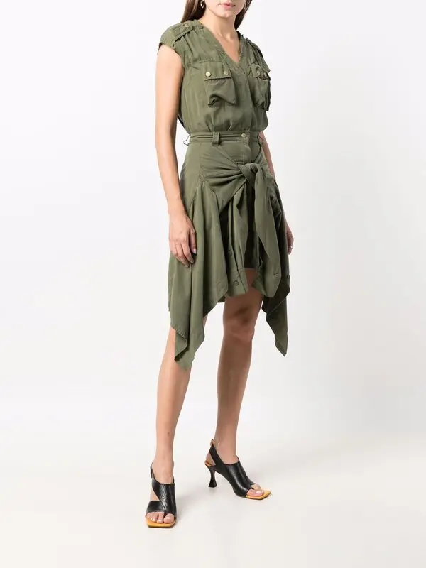 DIESEL® Military Lyocell Sleeveless V-neck Shirt Dress