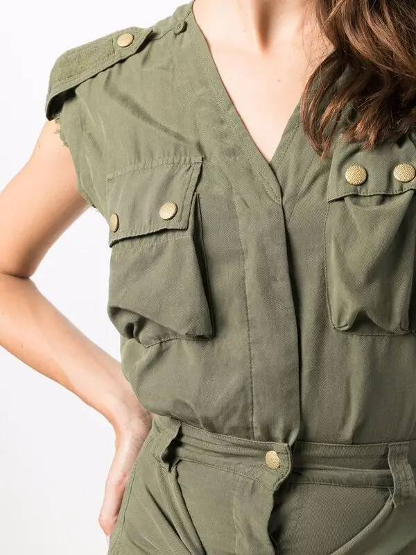 DIESEL® Military Lyocell Sleeveless V-neck Shirt Dress