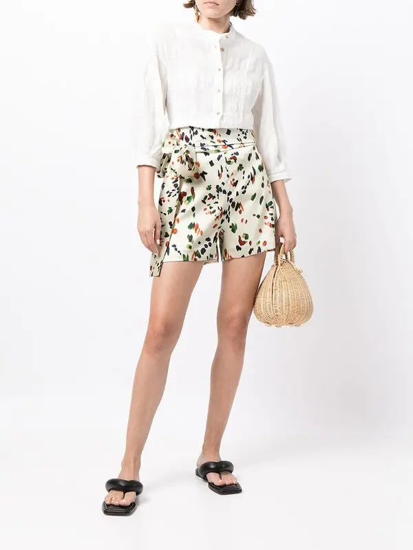 Silvia Tcherassi Watercolour-print Silk Shorts