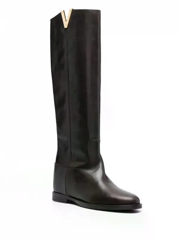 VIA ROMA 15 Logo Plaque Knee-length Boots - Brown