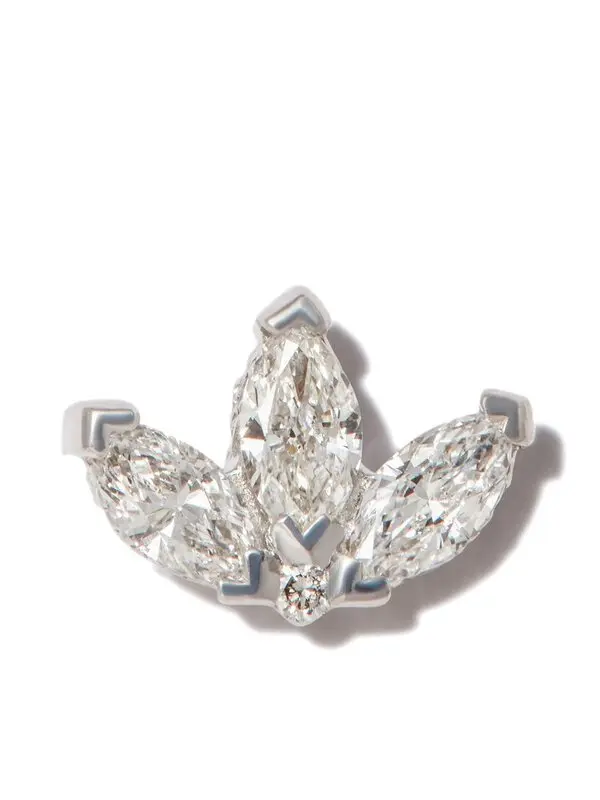 MARIA TASH 18kt White Gold Diamond Lotus Single Stud Earring - Silver