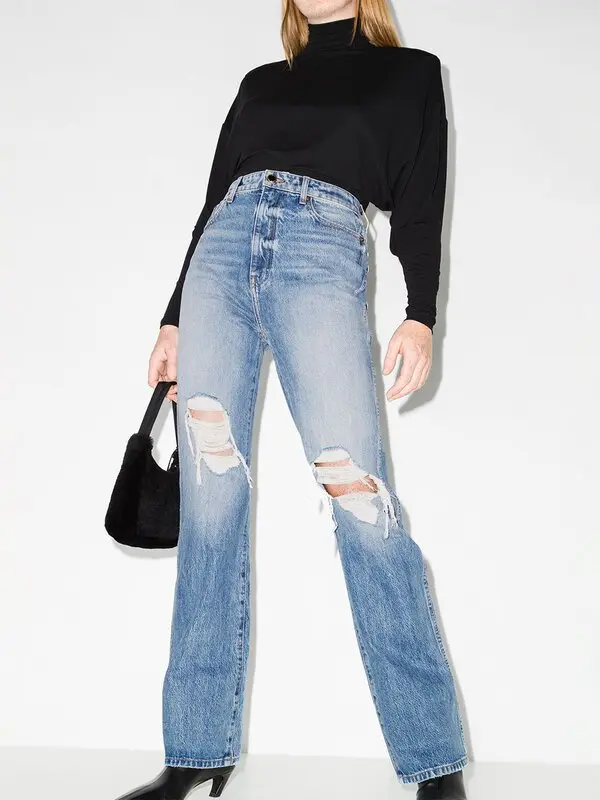 Khaite Danielle High-waisted Distressed Jeans - Blue