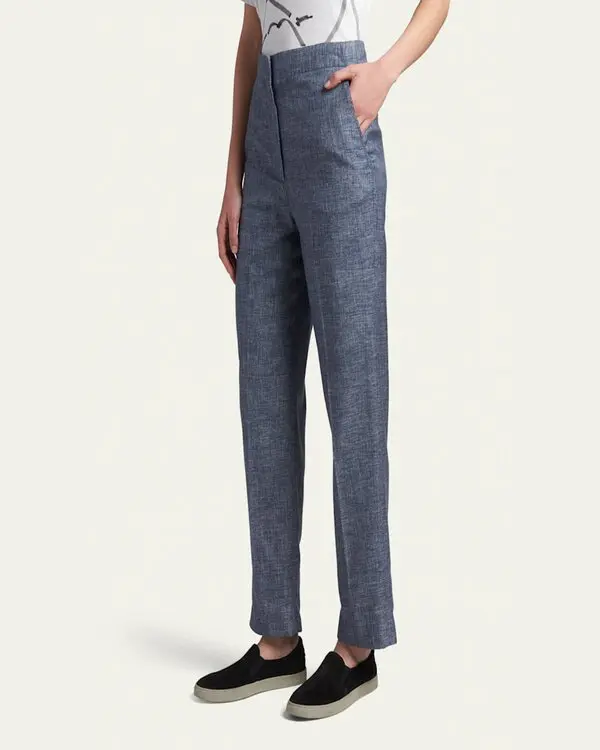 Giorgio Armani Denim-effect Silk Straight Leg Pants