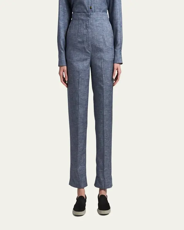 Giorgio Armani Denim-effect Silk Straight Leg Pants