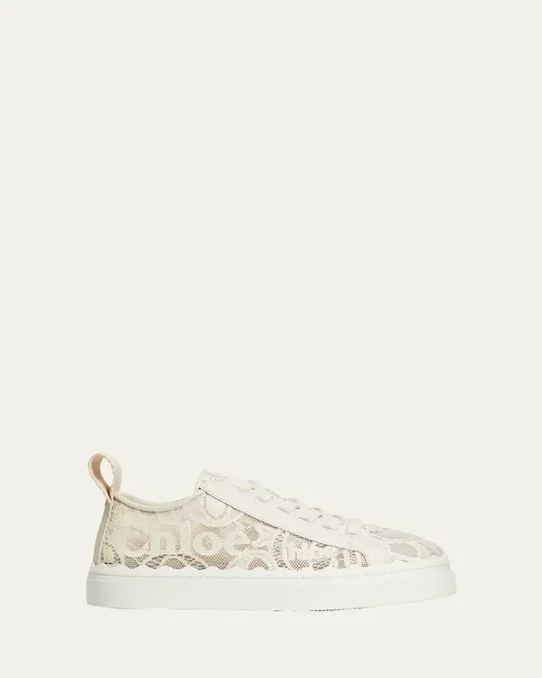 Chloé Lauren Logo Lace Low-top Sneakers - Beige