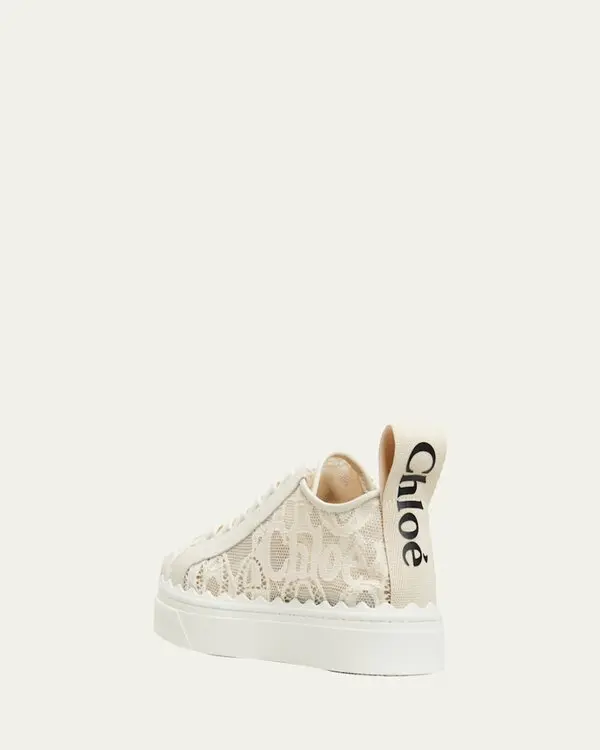 Chloé Lauren Logo Lace Low-top Sneakers - Beige