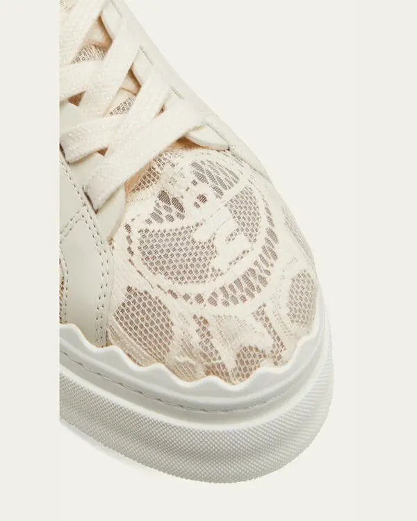 Chloé Lauren Logo Lace Low-top Sneakers - Beige