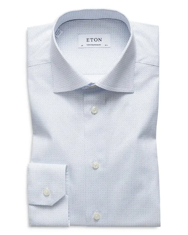 Eton Micro Print Contemporary Fit Dress Shirt - Blue