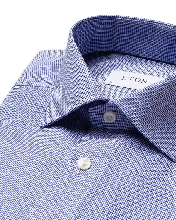 Eton Slim Fit Houndstooth Dress Shirt - Blue