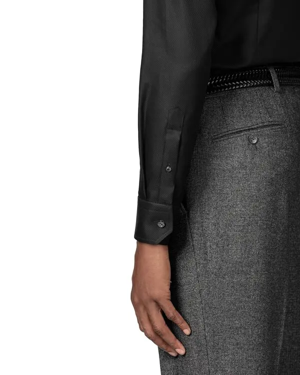 Eton Contemporary Fit Diagonal Weave Shirt - Black