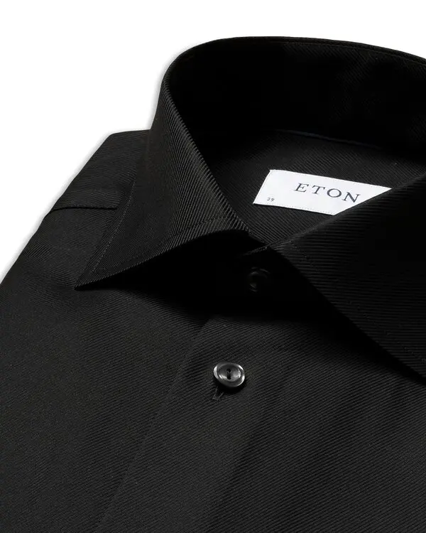 Eton Contemporary Fit Diagonal Weave Shirt - Black