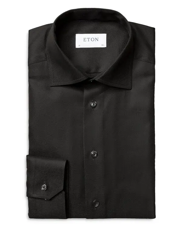Eton Contemporary Fit Diagonal Weave Shirt - Black