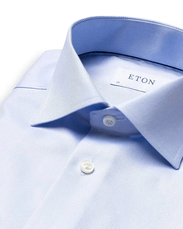 Eton Contemporary Fit Diagonal Weave Shirt - Blue