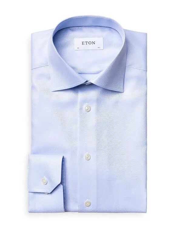 Eton Contemporary Fit Diagonal Weave Shirt - Blue
