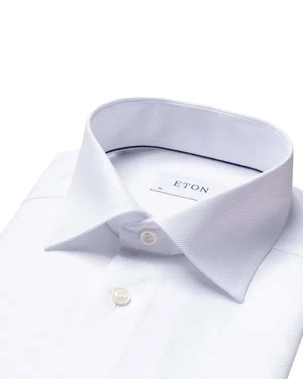 Eton Contemporary Fit Diagonal Weave Shirt - White