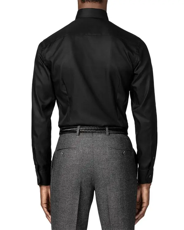Eton Slim Fit Diagonal Weave Shirt - Black