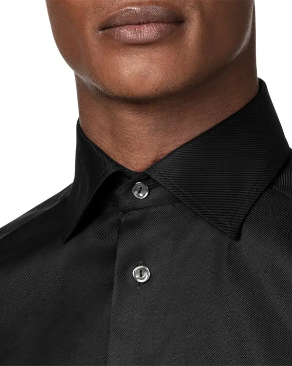 Eton Slim Fit Diagonal Weave Shirt - Black