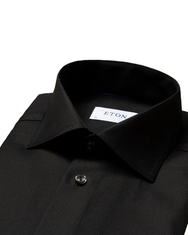 Eton Slim Fit Diagonal Weave Shirt - Black
