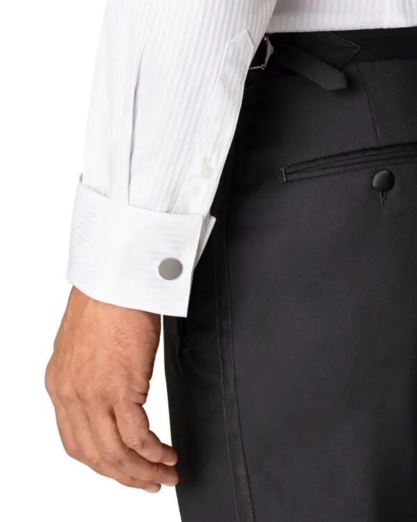 Eton Contemporary Fit Tonal Striped Dress Shirt - White