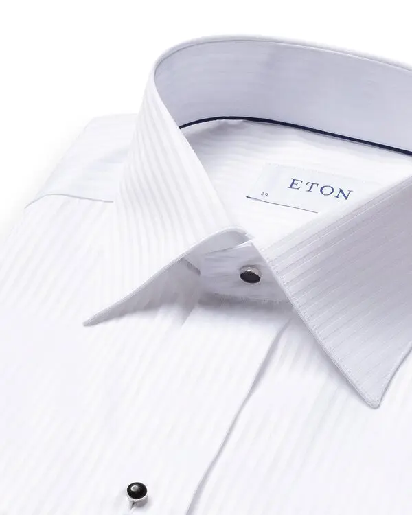 Eton Contemporary Fit Tonal Striped Dress Shirt - White