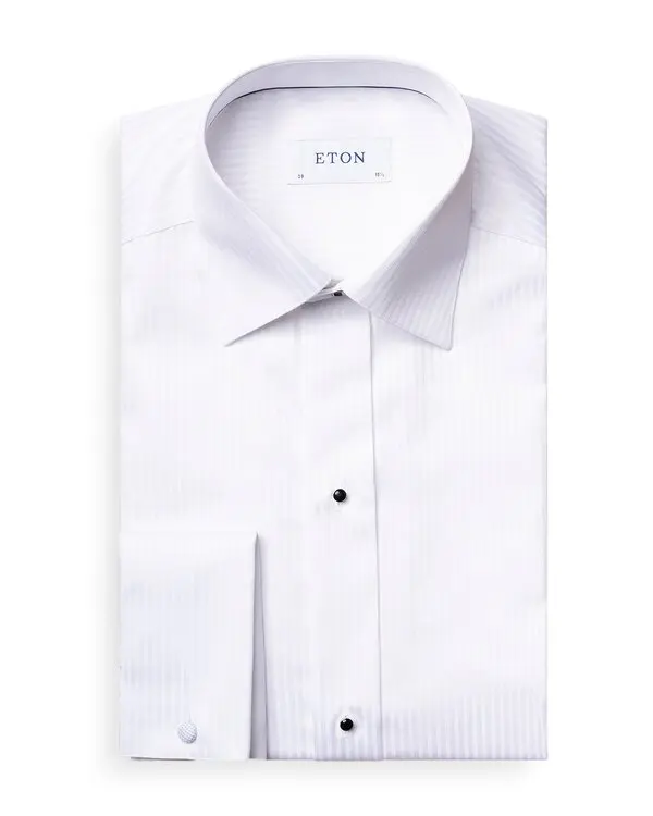 Eton Contemporary Fit Tonal Striped Dress Shirt - White