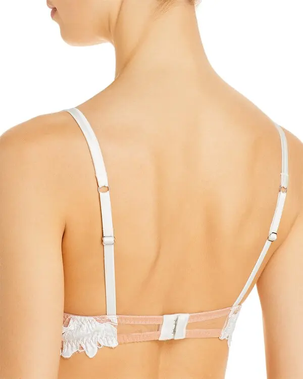 FLEUR DU MAL Lily Embroidered Plunge Demi Bra - White