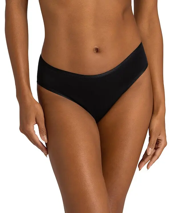 Hanro Cotton Seamless High-cut Full Briefs - Black