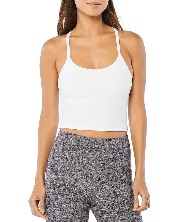 Beyond Yoga Spacedye Slim Racerback Cropped Tank - Cloud White