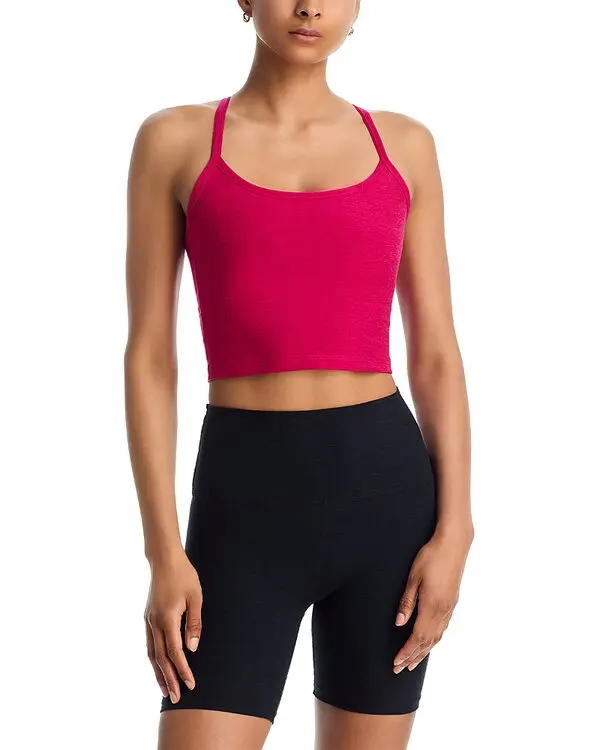 Beyond Yoga Spacedye Slim Racerback Cropped Tank Top - Sangria Heather