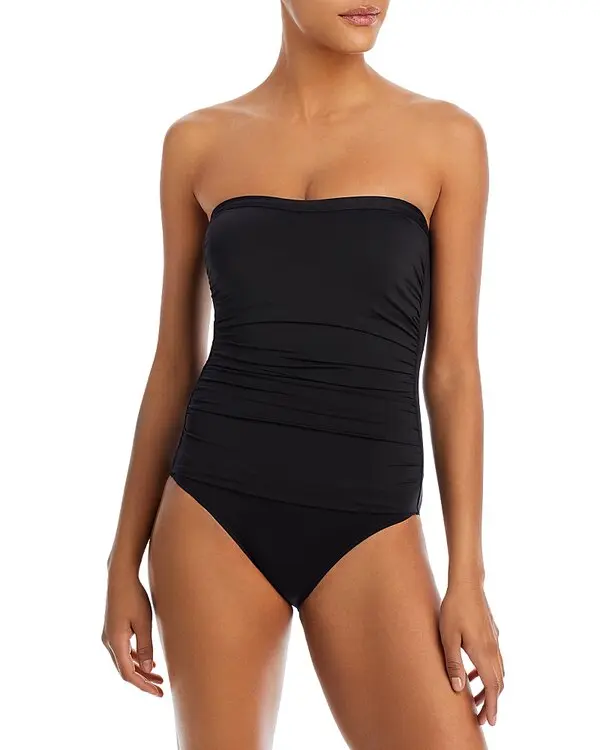 Tommy Bahama Pearl Shirred Bandeau One-piece Swimsuit - Black
