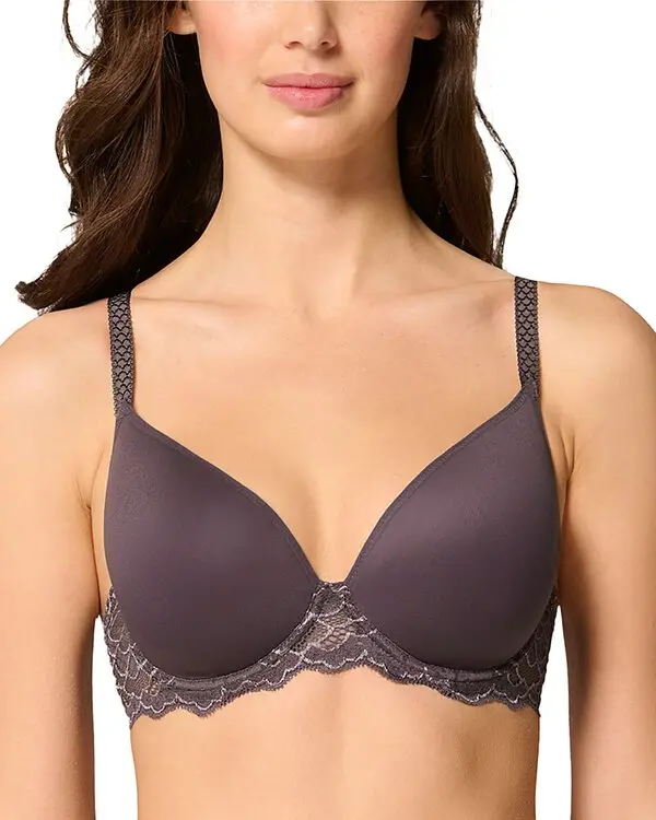 Simone Perele Caresse 3d Plunge Lace Underwire Bra - Graphite Grey