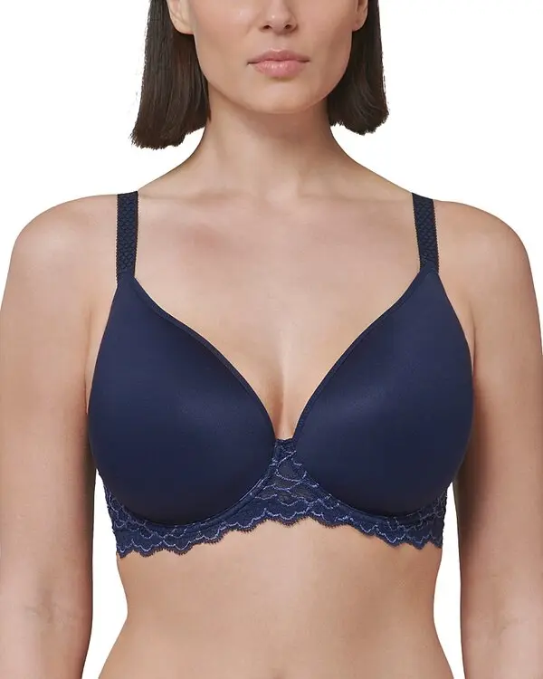 Simone Perele Caresse 3d Plunge Lace Underwire Bra - Ink Blue