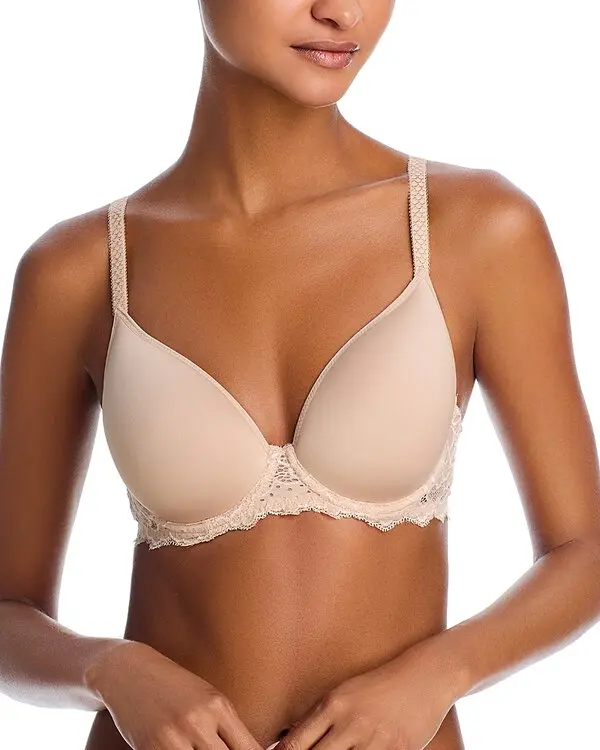 Simone Perele Caresse 3d Plunge Lace Underwire Bra - Peau Rose