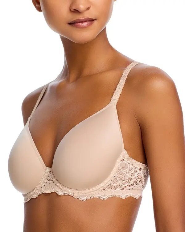 Simone Perele Caresse 3d Plunge Lace Underwire Bra - Peau Rose