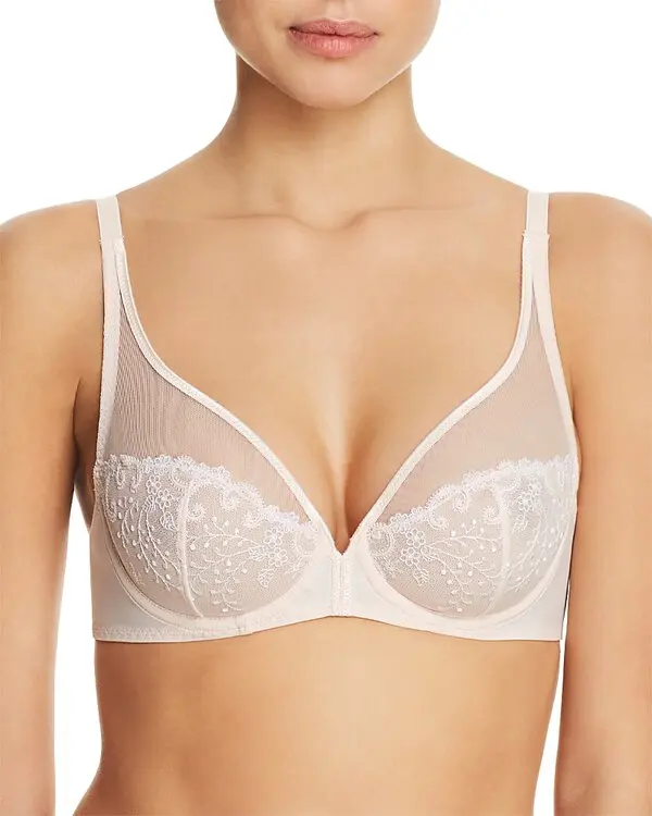 Simone Perele Delice Sheer Plunge Underwire Bra - Blush