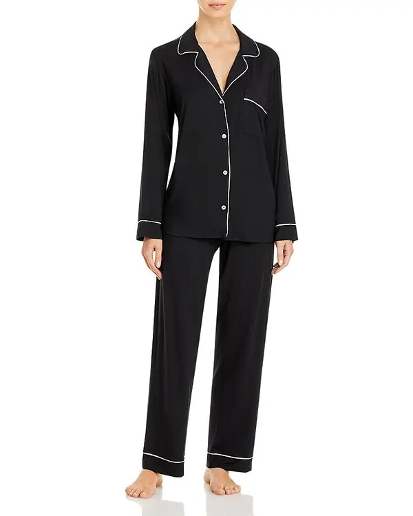 Eberjey Gisele Tencel Modal Long Pj Set - Black/sorbet