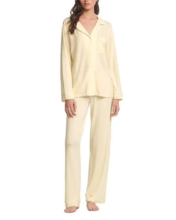Eberjey Gisele Tencel Modal Long Pj Set - Buttercream/ivory